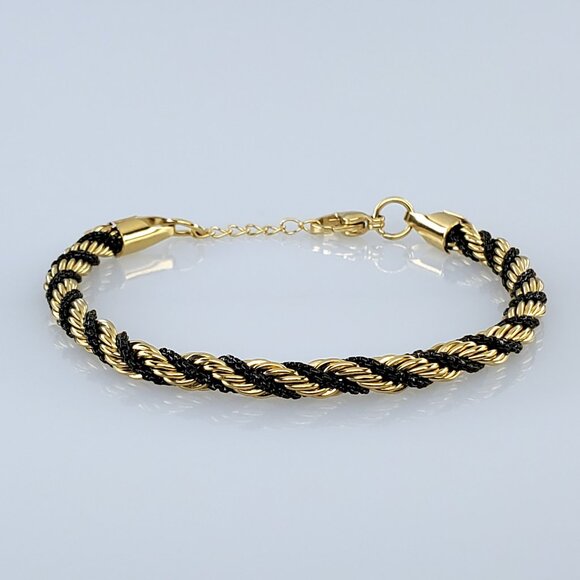 Accessories | 18k Gold Black Platinum Mens Braided Rope Chain Link ...